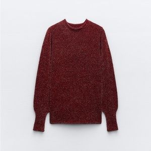 Zara | Sweaters | Zara Red Tinsel Sweater With Open Back | Poshmark